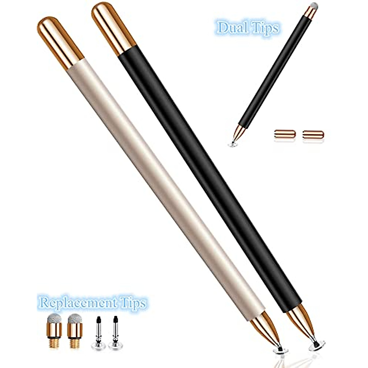 Styluslink(TM) High-Sensitivity Universal Touch Screen Disc Stylus Pen Compatitble with All iPad/iPad Air/iPad Mini/Pad Pro/All Samsung Tablets, Ceppphones and Laptop(2Pcs+4nibs)