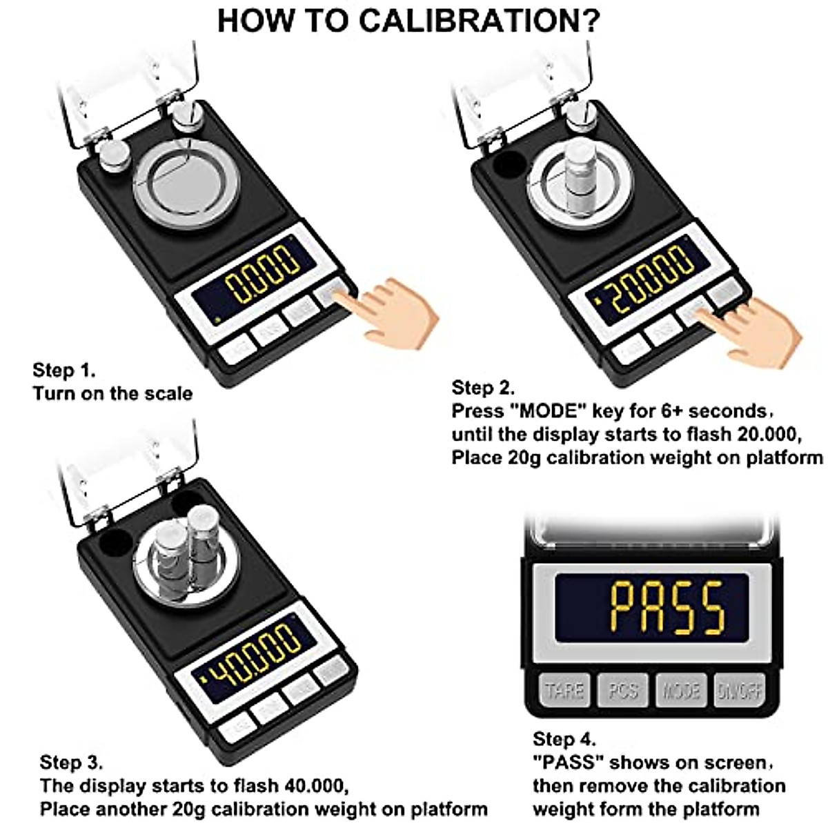 Milligram Scale 50g / 0.001g, Reloading Scale with 2X 20g Calibration Weight, High Precision Jewelry Scale with Large LCD Display, MG Scale for Gold Medicine Powder, Battery Included