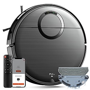 Robot Vacuum and Mop Combo, 2 in 1 Mopping Robot Vacuum Cleaner with Schedule, Wi-Fi/App/Remote, 2000Pa Max Suction, Self-Charging Robotic Vacuum, Slim, Ideal for Hard Floor, Pet Hair, Low-Pile Carpet
