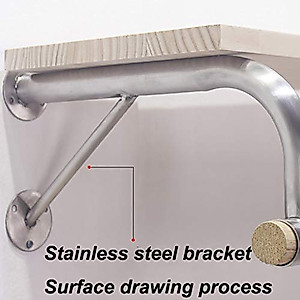 FKhanger Wooden Wall Clothes Rack - Wall Mounted Garment Rack with Wood Shelf,Clothing Display Rack for Clothing Retail Store,Home,Chrome Bracket (Size : 120×28×20cm)