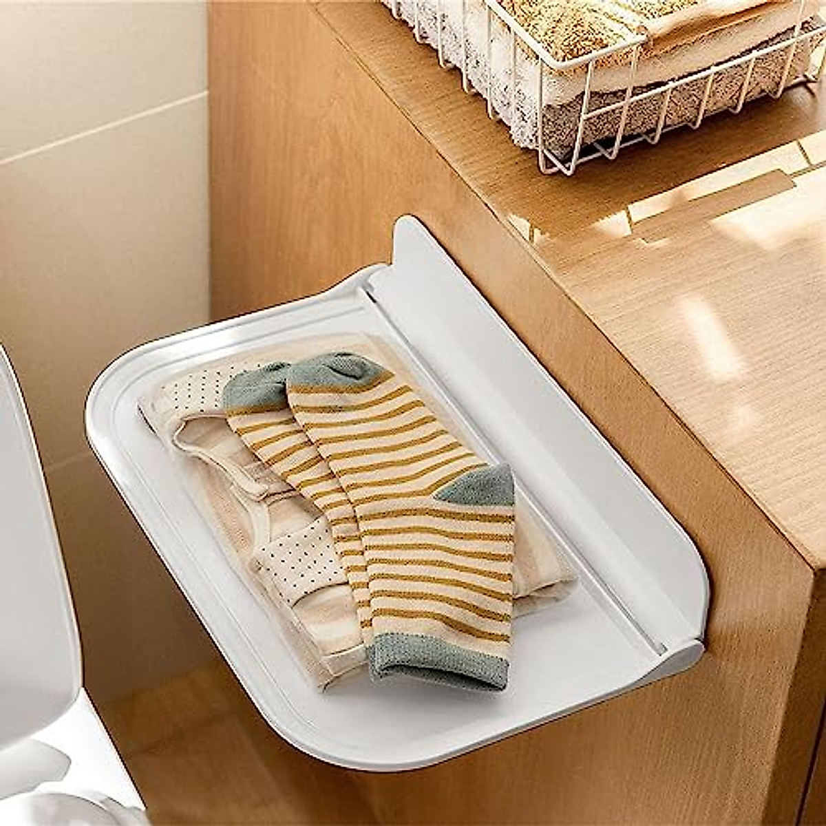 Aurgiarme Wall Mounted Foldable Storage Shelf Multipurpose Organization Holder for Kitchen Bathroom Towel Rack Supplies