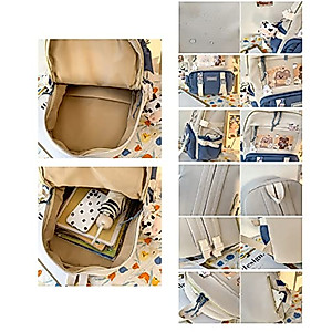 DACHAIHU Kawaii Backpack Aesthetic School Bags 17in Cute Bookbag with Badge&Cute Pendant,Large Capacity Kawaii Backpacks for School Black1