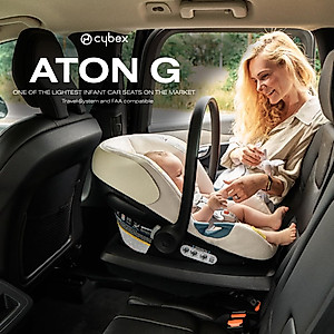 Cybex Aton G Infant Car Seat with Linear Side-Impact Protection, 11-Position Adjustable Headrest, in-Shell Ventilation, Easy-in Buckle and Secure Safelock Base, Moon Black