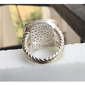 Gempara Designer Inspired 17 x 17mm Simulated 1.53ctw Pavé Diamonds Albion Ring Size 7 8 9 (6)