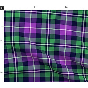 Spoonflower Fabric - Tartan Green Purple Plaid Scottish Block Colour Vibrant Printed on Petal Signature Cotton Fabric by The Yard - Sewing Quilting Apparel Crafts Decor