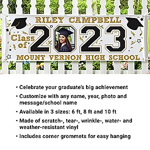 Let's Make Memories Personalized Graduation Banner - Year Of The Graduate Photo Banner - Class of 2023 - Customize with Name, Year, Photo, Message - 6ft