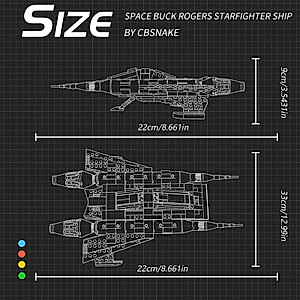 WANZPITS MOC- 48610 Buck Rogers Space Starfighter Ship Model Building Blocks Classic Spaceship Military Weapon Battleship Building Kit Boy Toy Gift,548pcs