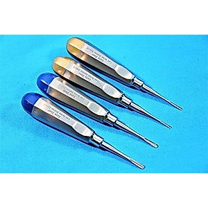 Dental Luxating Elevator Surgical Root Instruments Straight Tip 1.3 mm 2mm 3mm 4mm Set of 4 Each Premium German