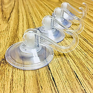 Suction Cup Hooks for Storage and Organization in Home, Kitchen, Office, and Bathroom, 2 1/4 inch- Strong Durable Locking Hanger, Holder- for Shower, Bath, Loofah, Utensils, Wreath, Decorations, Clear