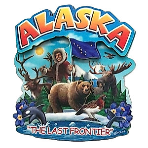 Alaska State Montage Wood Fridge Magnet 2