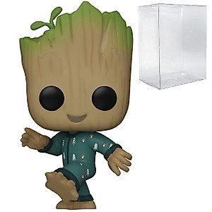 POP Marvel: I Am Groot - Groot Dancing in Onesie PJs Funko Vinyl Figure (Bundled with Compatible Box Protector Case), Multicolored, 3.75 inches