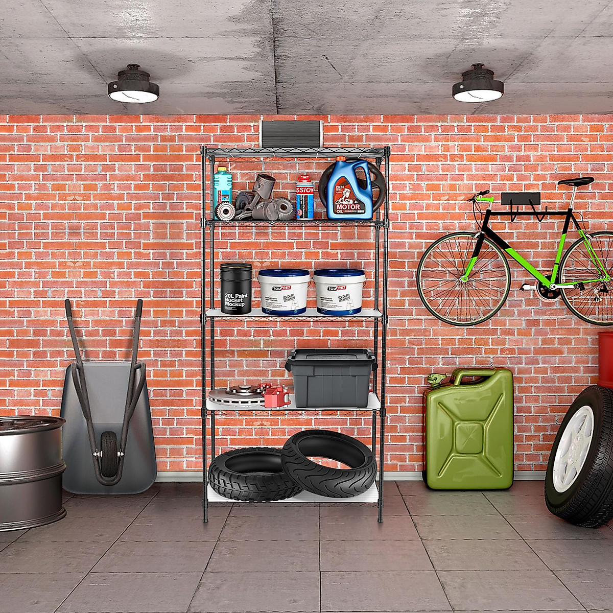 WDT 5 Tier Shelf Shelving Unit with Liners,Adjustable Metal Shelves for Storage, NSF Certified Wire Shelving Rack,1250bs Capacity Storage Shelves for Kitchen Garage,14" D×30" W×60" H