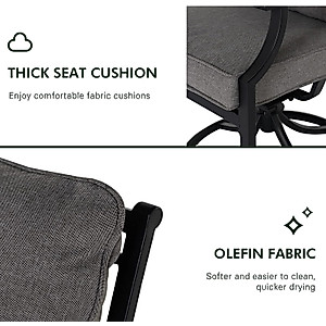 Grand patio Patio Dining Set for 2, E-Coated Outdoor Dining Set, 2 Swivel Dining Chairs Outdoor Furniture Set with Olefin Cushions, Grey