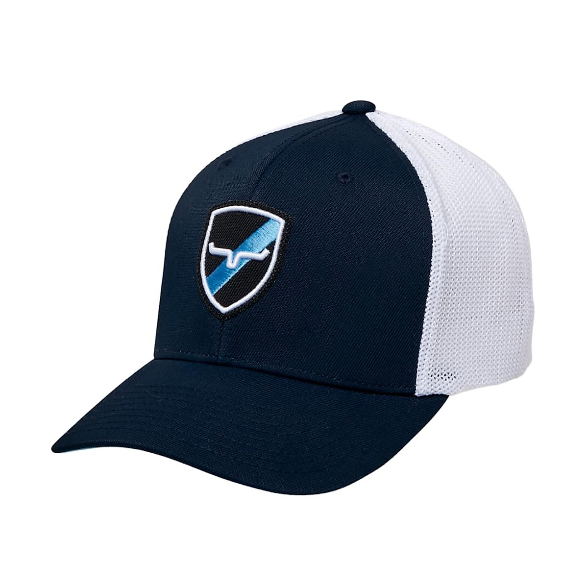 Kimes Ranch Unisex Newton 110 Casual Embroidered Logo Patch Breathable Mesh Back Curved Brim Snapback-Closure One-Size Hat, Navy