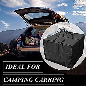 Square Cushion Storage Bag Outdoor Cushion Storage Bags Water Resistant All Weather Protection with Zipper and Handle Garden Furniture Cushion Carrying Bags-81x81x61cm (Black)