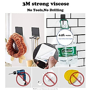 Razor Holder Shaver Hook Hanger Stand Self Adhesive Hooks Heavy Duty Stainless Steel Phone Holders for Shower, Tools for Hanging Washcloth Towel Loofah for Bathtub Wall, Black (Black-4)