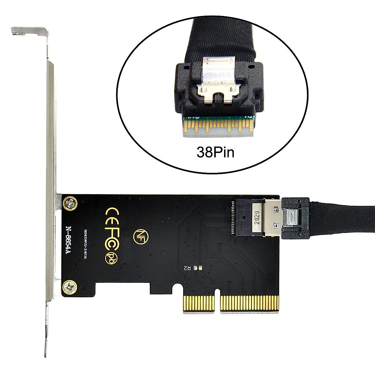 Cablecc PCI-E 4X to U.2 U2 Kit SFF-8639 to SFF-8654 Slimline SAS NVME PCIe SSD Adapter for Mainboard