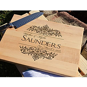 Personalized Wood Cutting Board Engraved with Family Name and Established Date | Perfect Customized Wedding Gifts For Couples Housewarming Gift or Mothers Day Gifts