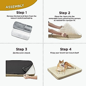 Lesure Orthopedic Dog Beds for Medium Dogs - Egg Crate Foam Puppy Bed with Ultra Soft Sherpa Surface&Removable Cover, Machine Washable Waterproof Dog Bed with Non-Slip Bottom(Curds&Whey,30x20x3inch)