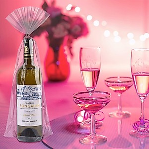 100 pieces Clear Wine Bottle Gift Bags Cellophane Bags with 200 pieces Twist Ties for Gift, Presents, Wine Bottles, Bridal/Baby Showers(8" x 16" + 5")