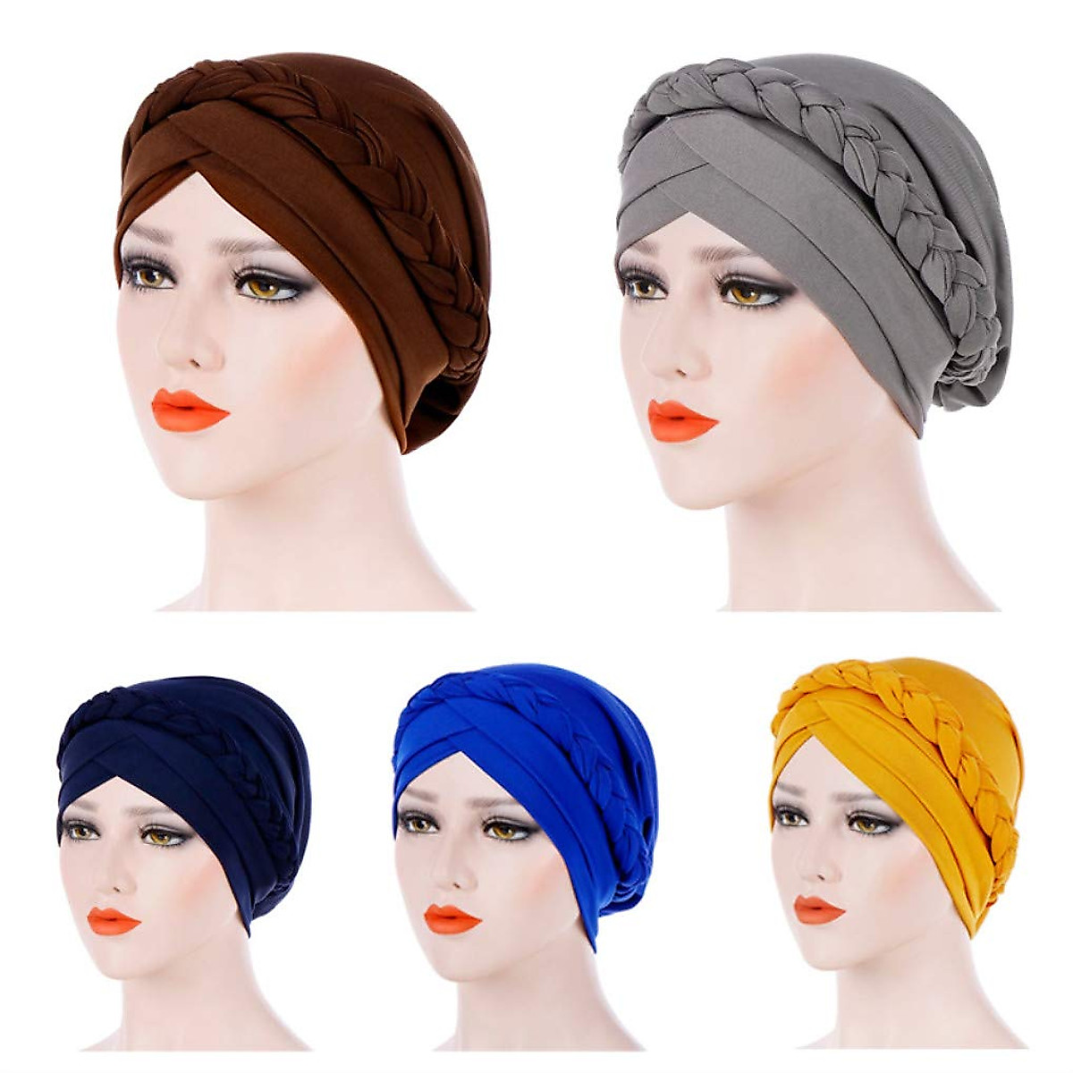 Fxhixiy Hijab Braid Silky Turban Hats for Women Cancer Chemo Beanies Cap Headwrap Headwear (Black)