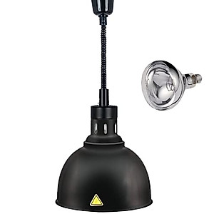 JIAWANSHUN Food Warmer Lamp Food Heat Lamp Warmer Bulb 250W Commercial Food Warmer Adjustable Hanging Food Heat Lamps Heating Lamp Restaurant Food Service Food Warming Pizza Warmer (Black) 110V