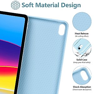 BAMCOO for iPad 10th Generation Case with Keyboard 10.9 2022, Keyboard Case for iPad with Detachable Wireless Keyboard, Rechargeable Keyboard Case with Pencil Holder for iPad 10th (Blue)