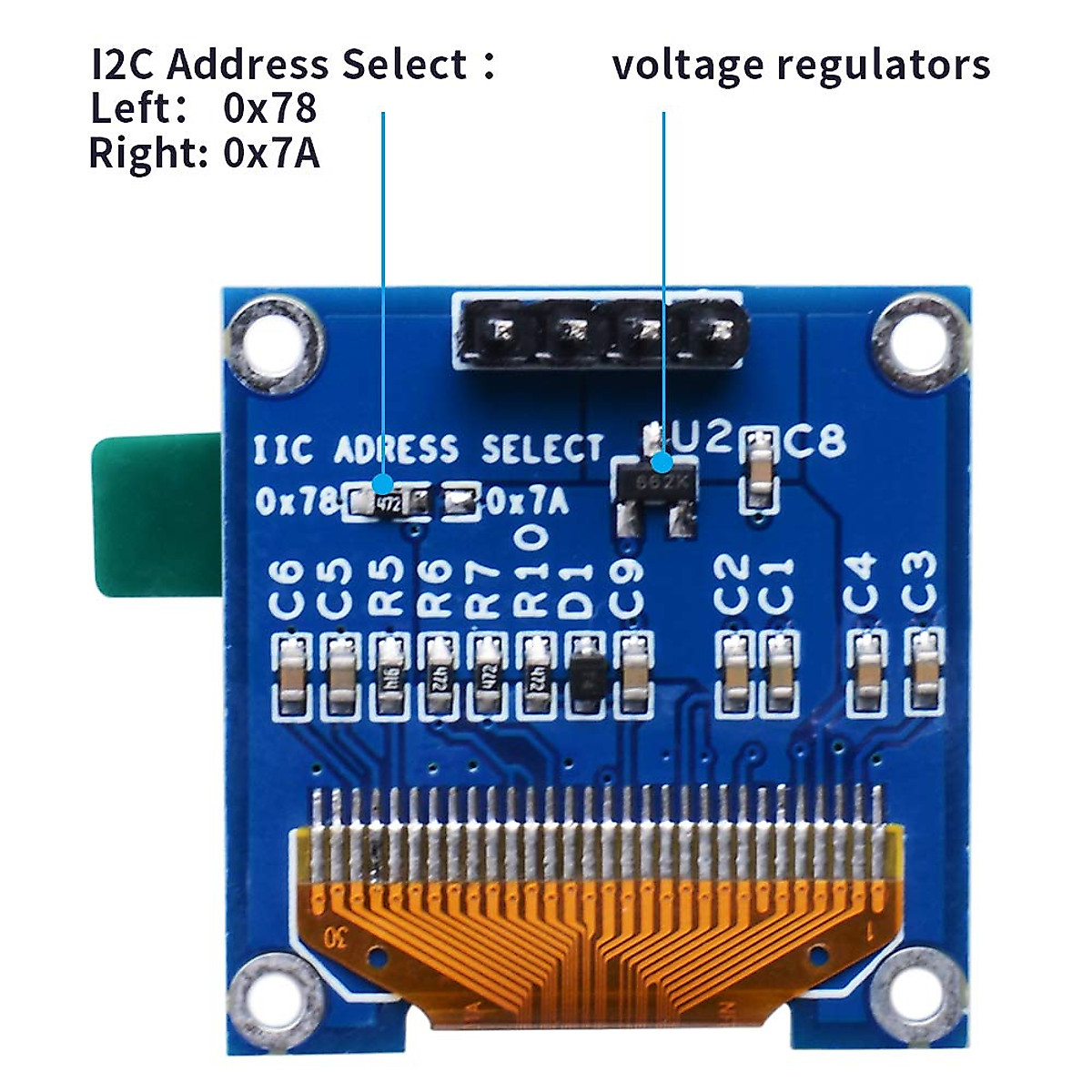 GeeekPi 5PCS 0.96 Inch OLED Module 12864 128x64 White Driver IIC Serial Display Board Module for Arduino, Raspberry Pi,Beagle Bone Black