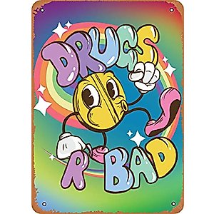 EICOCO Techno Raver Drugs R Bad Techno Molly Plaque Poster Metal Tin Sign 8" x 12" Vintage Retro Wall Decor
