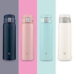 Zojirushi SM-SF48-WM Water Bottle, Direct Drinking, One-Touch Opening, Stainless Steel Mug, 16.9 fl oz (480 ml), Pale White