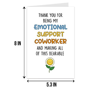 Qiliji Funny Coworker Greeting Card, Coworker Birthday Card, Birthday Card for Colleague, Coworker Thank You Card, Emotional Support Coworker Card