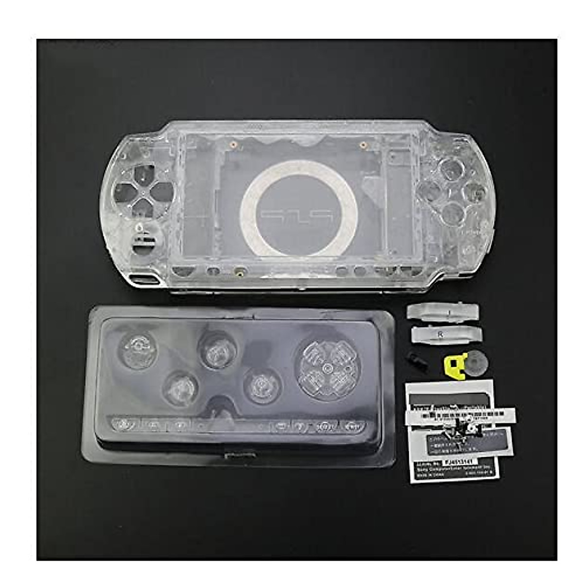 Gametown New Replacement PSP 1000 Full Housing Shell Cover with Button Screw Set -Crystal Clear White.