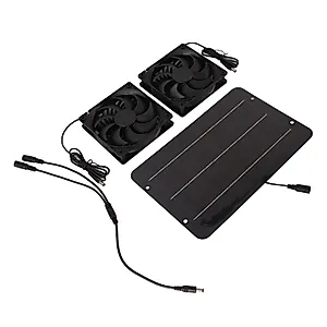 10W 12V Solar Panel Dual Fans Kit, Waterproof Portable Solar Powered Exhaust Ventilation Fan for Chicken Coop Greenhouse Shed PET Houses Window