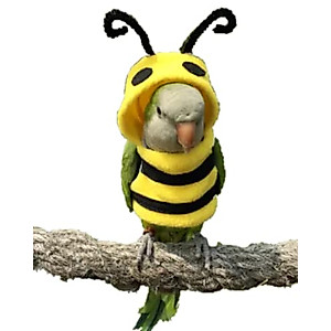 Bird Costume Bird Diaper Flight Suit Bird Bee Shape Bird Clothes Cosplay Photo Prop for Parrots Lovebird Budgie Parakeet Cockatiel Sun Conure, Small Animals Apparel (Bee Without Diaper, X-Large)