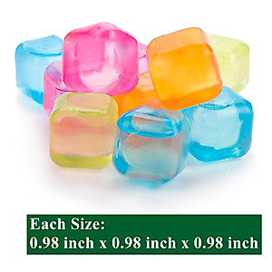 Yopay 200 Pieces Reusable Ice Cubes, 1" Plastic Squares for Drinks, Whiskey, Wine or Beer, Keep Your Drink Cold Longer, Refreezable, Washable, Assorted Color