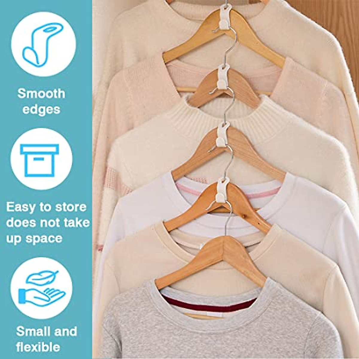 Clothes Hanger Connector Hooks 100 PCS, Hanger Extender Clips, Thicken, Load 30 Pounds,Cascading Hangers Space Saving Organizer for Heavy Duty Clothes Closet Plastic Mini Cascading Connection Hooks