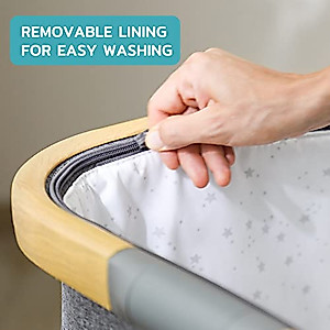 AMKE Baby Bassinets,Bedside Sleeper for Baby,35s Quick Assemble Baby Crib with Storage Basket,Portable Bassinets for Safe Co-Sleeping, Adjustable Baby Bed for Infant Newborn