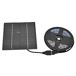 CUEI Plant Grow Light Strips, 5W Solar Powered LED Plant Growing Lamp with 5.71 x 5.71 x 0.79in Solar Panel Fast Heat Dissipation, Plant Light for Outdoor Indoor Garden Greenhouse Potted(2m)