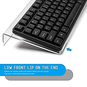 WIWAPLEX Computer Tilted Keyboard Holder, Clear Acrylic Premium Stand-PC Keyboard Stand, Universal Elevated Stand for Easy Ergonomic Typing, Computer Gaming and Working at Home and Office