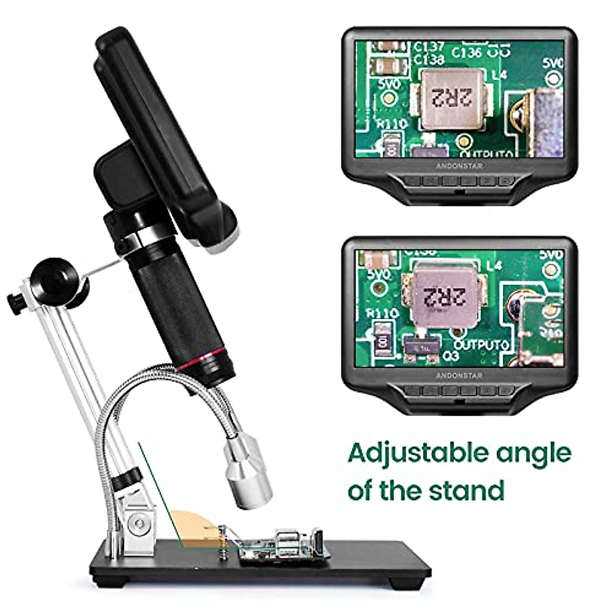 Andonstar AD407 1080P 3D HDMI 4MP Soldering Digital Microscope with 7-inch HD LCD Display and 270X Magnification Portable Tool for PCB Phone Repair, DIY Electronics and SMD/SMT/BGA