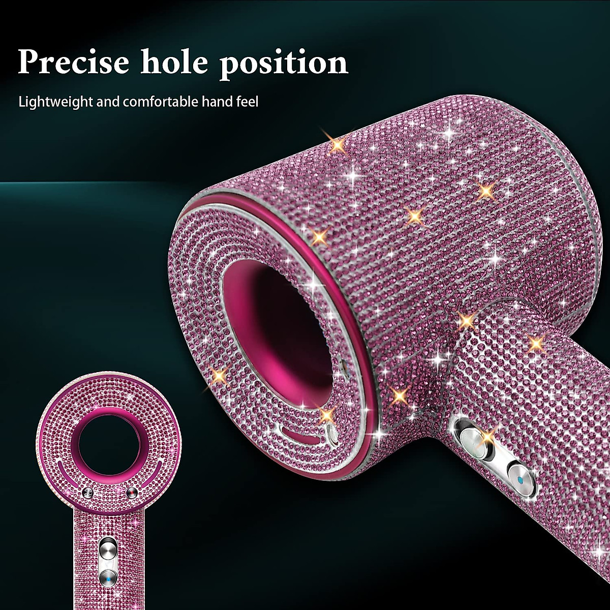 Rhinestones Case for Dyson Hair Dryer Anti-Scratch Shockproof Dust Proof Travel Protective Case Cover for Dyson Hair Dryer (Bling Purple)