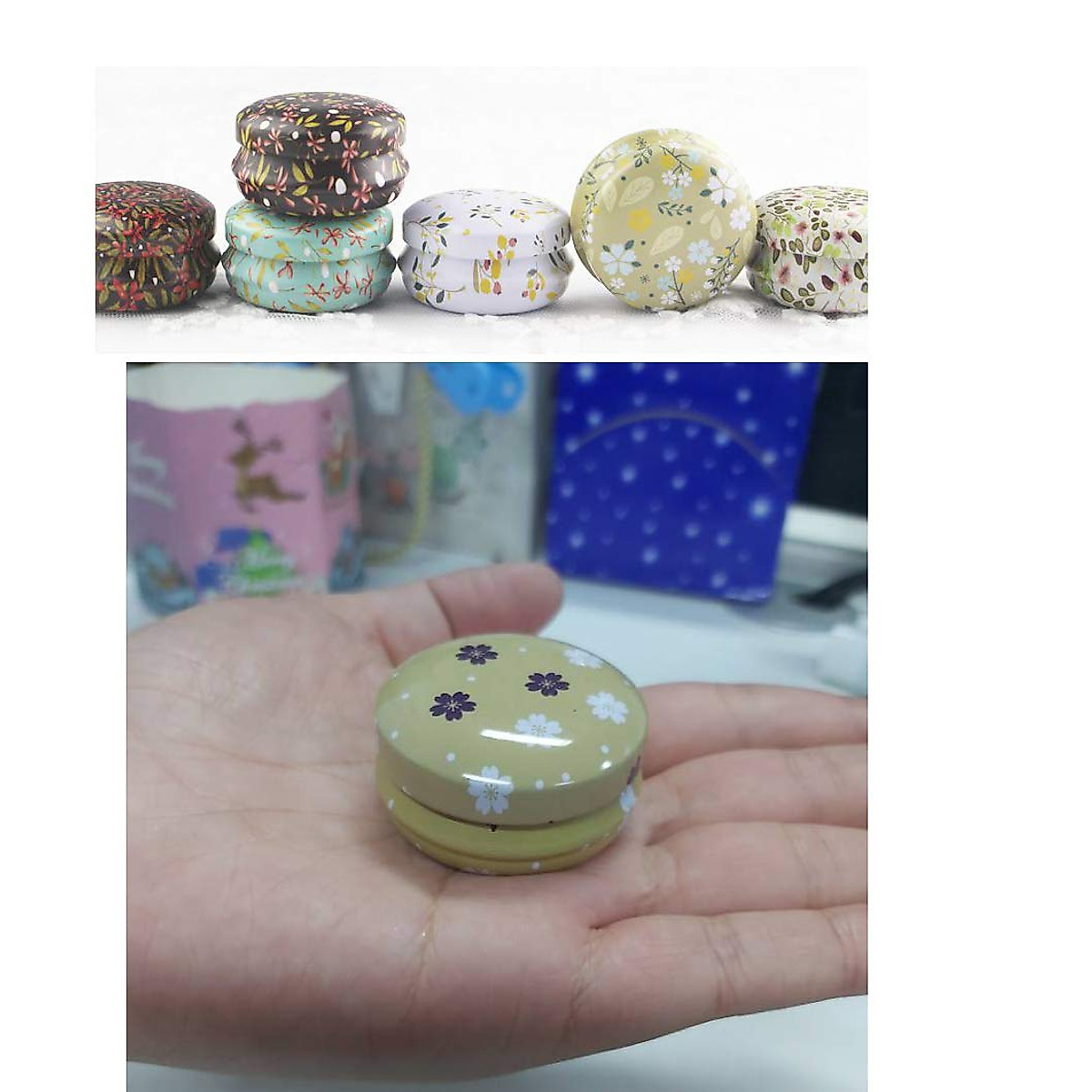 Rolin Roly 12Pcs Tins Jars with Lids Candle Travel Tins Mini Aluminum Cans Round Reusable Tinplate Empty Container for DIY Essential Oils Scented Christmas Candles Tea Candy