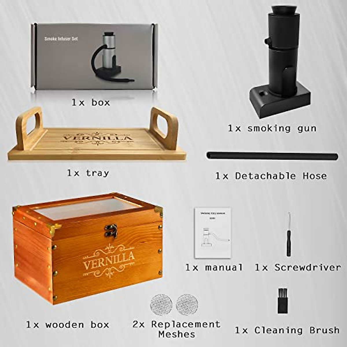 Cocktail Smoker Box Old Fashioned Whiskey Infuser Kit for Drinks wooden Smoker Infuser Box with Portable Smoking Gun cocktail smoker kit