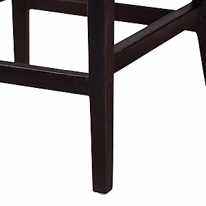 Baxton Studio Lingga Dark Brown Mahogany Wood and Natural Rattan Counter Stool