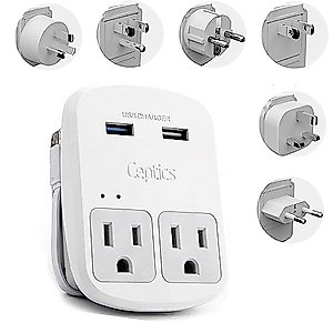 Ceptics Safest Travel Adapter Kit, Dual USB for iPhone, Chargers, Cell Phones, Laptop Perfect for Travelers - 3.6A with Qc. 3.0 Charge Faster