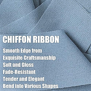 UpUDo 4 Rolls Chiffon Ribbon, 1.5" x 6Yd Dusty Blue Silk Ribbons, Smooth Edges for Wedding Invitations, Bridal Bouquets, DIY Crafts, Gift Wrapping, Holiday Decor
