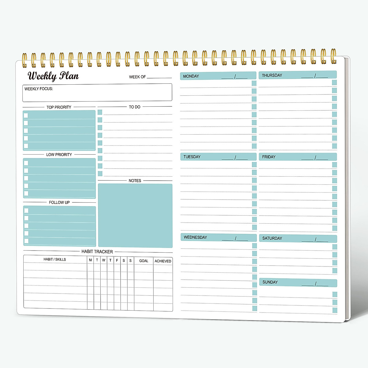 Weekly Planner Notepad Undated Weekly Goals Schedule Planner To Do List Notebook Planning Pad Calendars Organizers Habit Tracker Journal for Men & Women,52 Weeks (8.5x12")