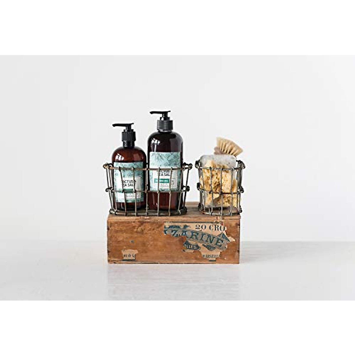 Creative Co-Op Distressed Metal Wire Basket, Brown