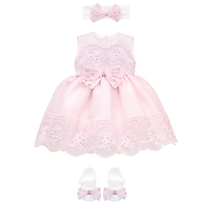 T.F. Taffy Baby Girl Newborn Pink Embroidered Princess Dress Gown 6 Piece Deluxe Set 0-3 Months