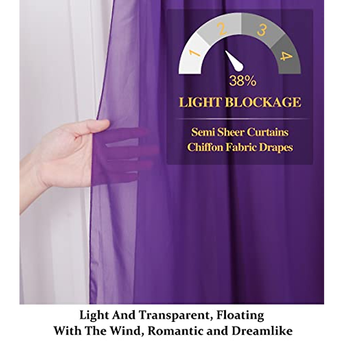 Chiffon Backdrop Curtain 29''x84'' Purple Chiffon Fabric Drapes for Wedding Ceremony 5FTx7FT Chiffon Voile Curtains 2 Panels Photography Backdrop Drapes Party Stage Backdrop (29''x84''x2pcs, Purple)